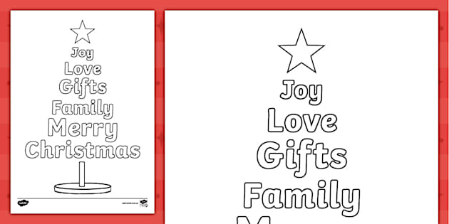 Christmas Word Tree Colouring Page-Australia - Twinkl
