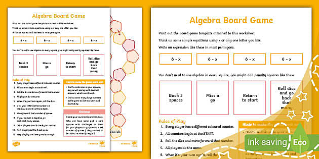 👉 Algebra Board Game (Ages 9 - 10) - Parents - Maths