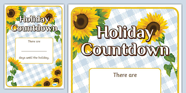 Sunflower-Themed Holiday Countdown Display Poster - Twinkl