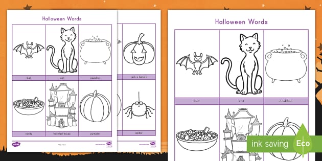 Halloween Words Coloring Activity | Easy Halloween Basics