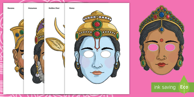 Rama and Sita Masks - Role Play Mask (teacher made) - Twinkl