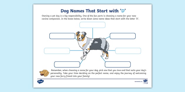 Dog Names That Start with 'D' Activity - Twinkl