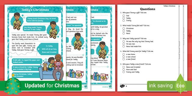 KS1 Teddy's Christmas Differentiated Reading Comprehension
