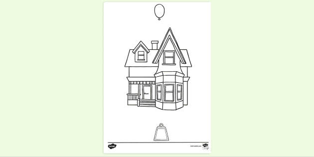 House with Balloon and Weight Colouring Sheet (teacher made)