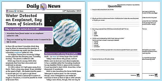 UKS2 Water Found on Exoplanet Daily News Story - Twinkl