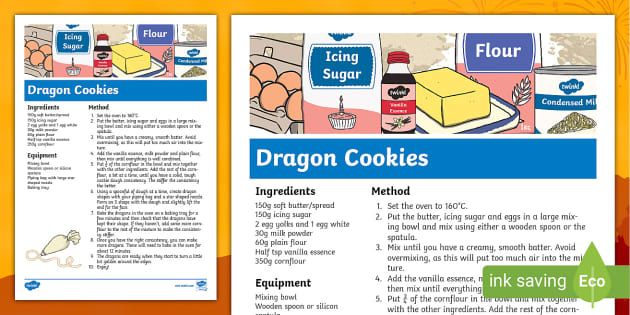 Dragon Cookies Recipe for Chinese New Year (teacher made)