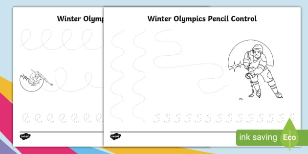 Winter Olympics Pencil Control Worksheets (teacher made)