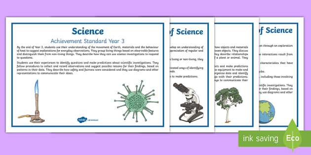Science Achievement Standards Year 3-4 Display Posters