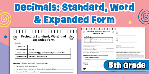 Fifth Grade Decimals: Standard, Word, and Expanded Form