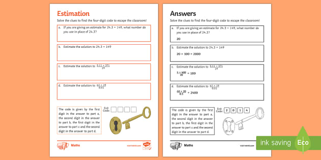 Escape the Room: Estimation Exit Ticket | Beyond Secondary