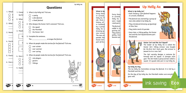 Up Helly Aa Differentiated Reading Comprehension Activity