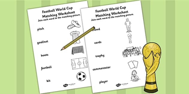 Football World Cup Word and Picture Matching Worksheet - football