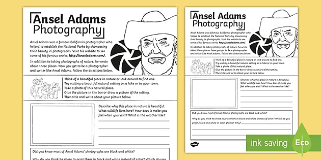 Ansel Adams Photography Activity (teacher made) - Twinkl