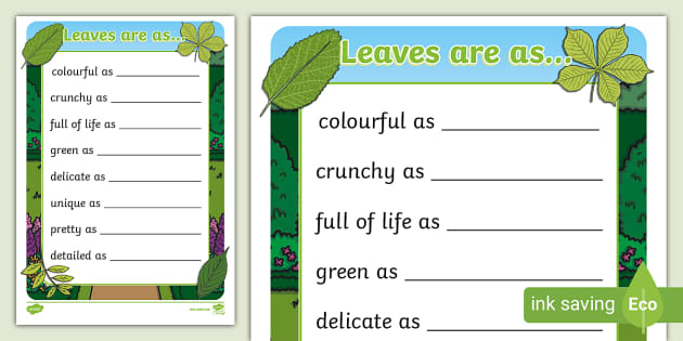 Leaves Simile Poem Template (teacher made) - Twinkl