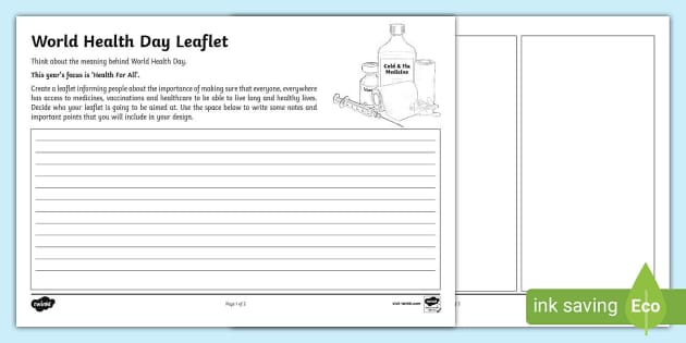 World Health Day, Design a Leaflet Worksheet / Worksheet
