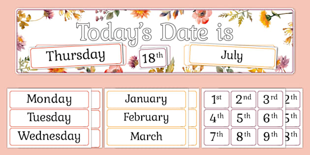 Wildflower Botanical Themed Today's Date Display Pack