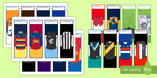 AFL Australian Football League Bookmarks, footy day, footy colours