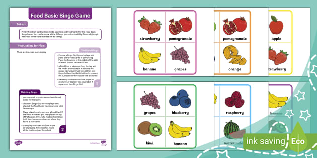 Food Basic Bingo Game Professor Feito Twinkl