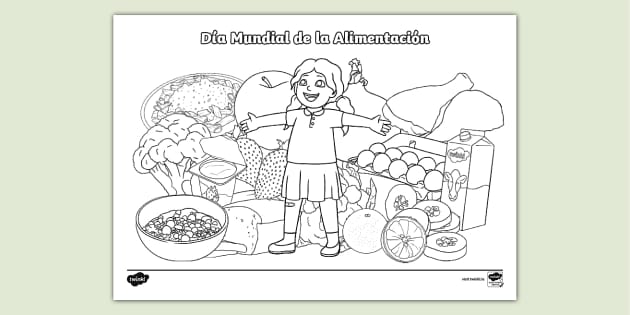 Hoja del Día de la Alimentación para colorear - Twinkl