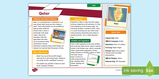 KS2 Qatar Fact File - Geography (teacher made) - Twinkl