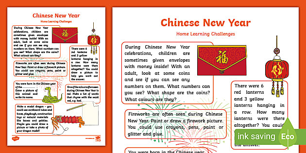 Chinese New Year Home Learning Challenges Reception FS2