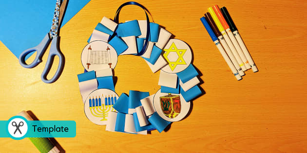 Paper Plate Wreath | Hanukkah Crafts (teacher made) - Twinkl