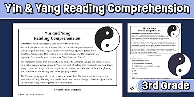 Third Grade Yin and Yang Reading Passage Comprehension