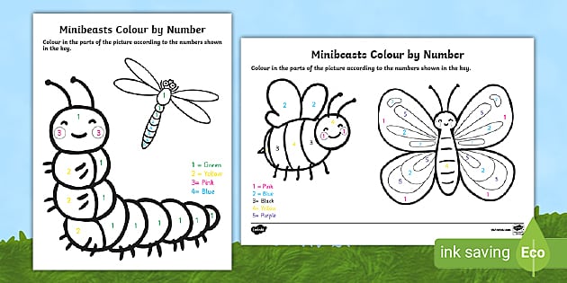 Minibeast Colour by Number (teacher made) - Twinkl