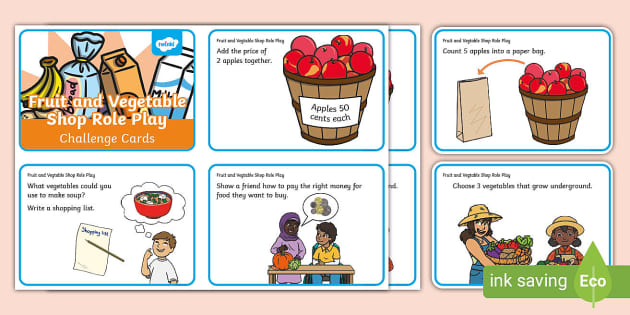 Fruit and Vegetable Shop Role-Play Challenge Cards - Twinkl