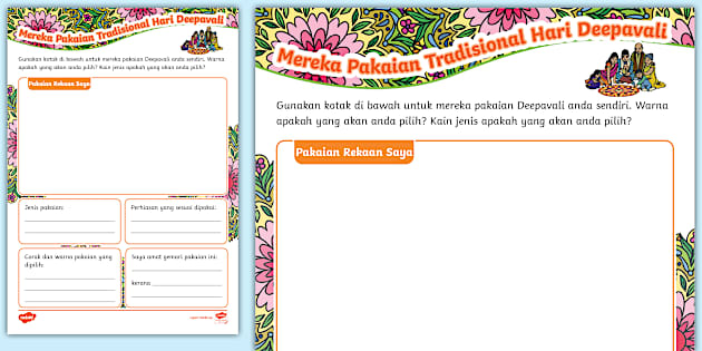 Lembaran Kerja - Mereka Pakaian Tradisional Hari Deepavali