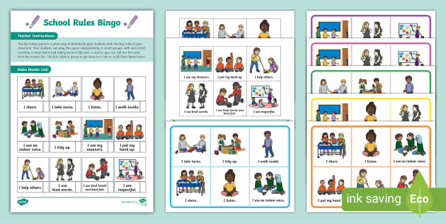 School Rules Bingo teacher Made Twinkl