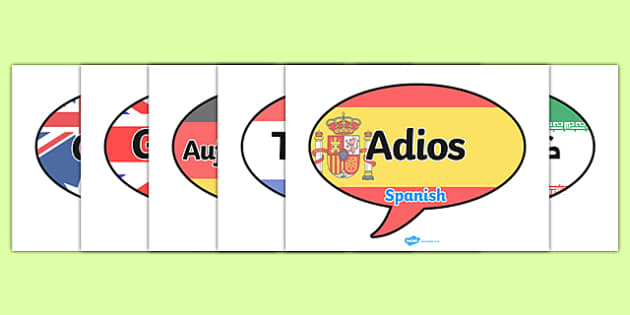 Mixed Language Goodbye Speech Bubble Signs