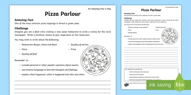 Pizza Parlour Worksheet / Worksheet (teacher made) - Twinkl