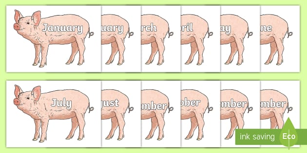 FREE! - Months of the Year on Pigs to Support Teaching on Pig in the Pond