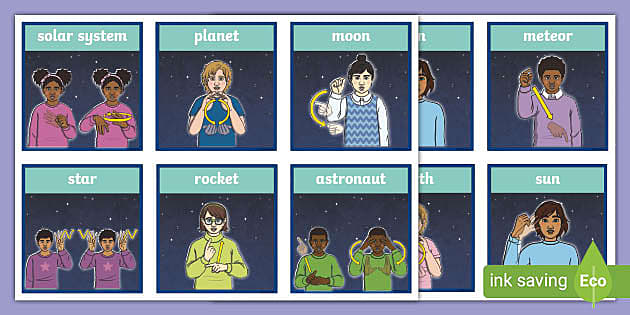 BSL Solar System Flashcards (teacher made) - Twinkl
