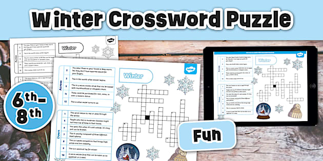 Winter Crossword Puzzle for 6th-8th Grade (teacher made)