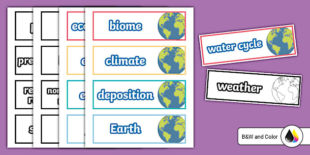 Tier 3 Vocabulary Word Cards: Earth Science 3rd-5th Grade