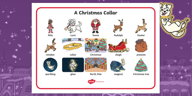 A Christmas Collar Word Mat (Hecho por educadores) - Twinkl