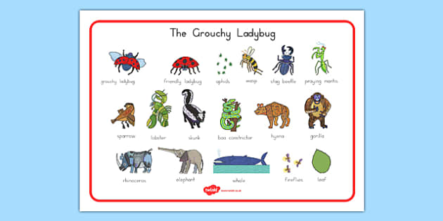 The Grouchy Ladybug Word Mat - usa, america, the grouchy ladybug, word mat