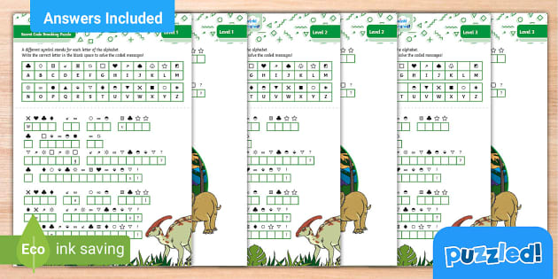 Dinosaur Secret Code Breaking Puzzle Pack (teacher made)