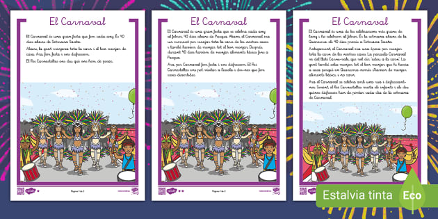 Comprensió lectora per nivells: El Carnaval - Català Comprensió lectora per nivells: El Carnaval - Català
