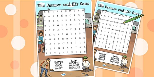 The Farmer And His Sons Wordsearch Teacher Made Twinkl