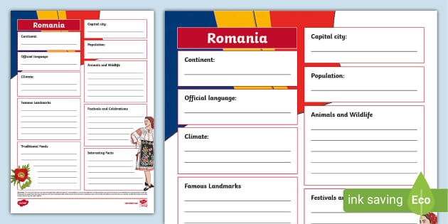 Romania Fact File Template (Teacher-Made) - Twinkl