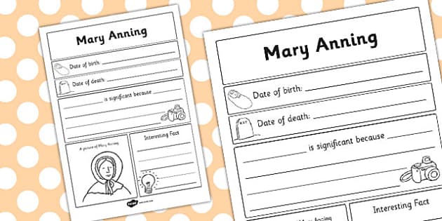Mary Anning Significant Individual Writing Frame - writing frame