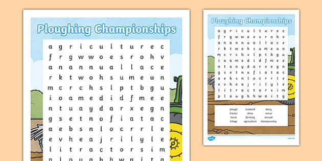 Ploughing Championships Word Search (teacher made)
