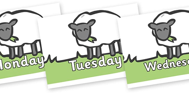 FREE! - Days of the Week on Sheep to Support Teaching on Pig in the Pond