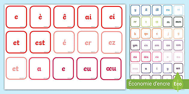 Cartes des graphèmes avec codes couleurs (teacher made)