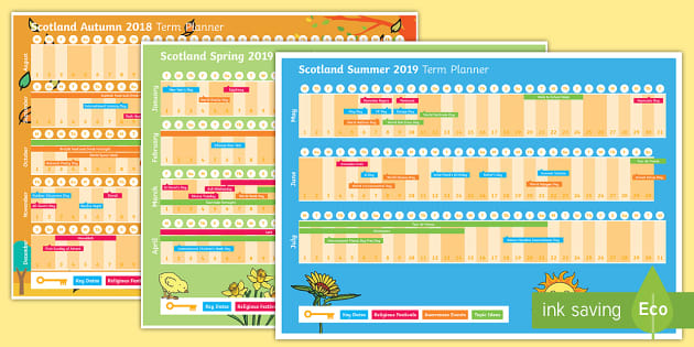 CfE Scotland Term Display Calendars Resource Pack - Twinkl