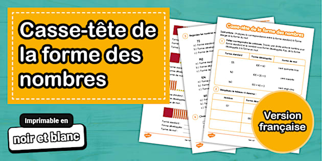 Worksheet 3: Number Form Puzzle French