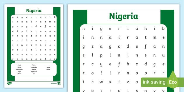 KS1 Nigeria Word Search - Geography (teacher made) - Twinkl